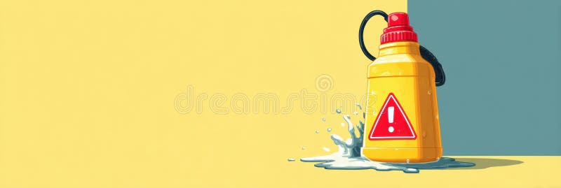 Animation Featuring a Bleach Bottle with Spill and Warning Light on the ...