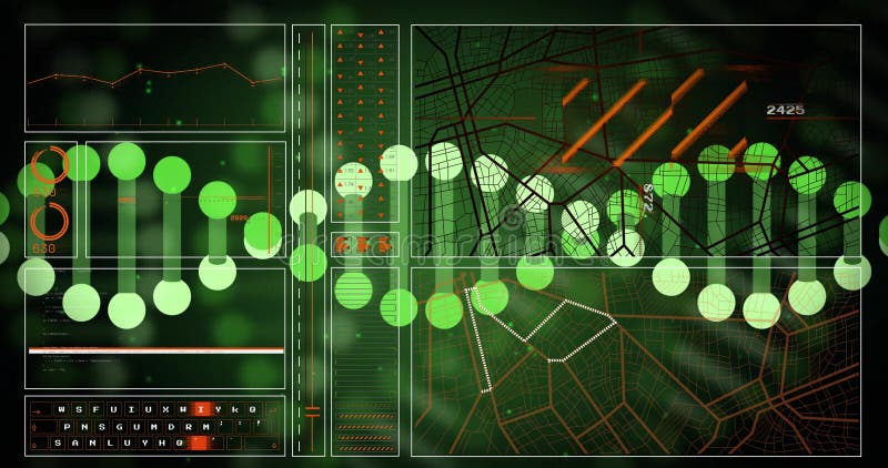 Animation Featuring Digital Interface with Graphs, Maps, and Green Circular Data Stock Video ...