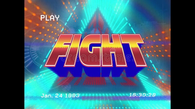 Animation of Fight Retro Text Over Noen Abstract Shapes Stock Video ...