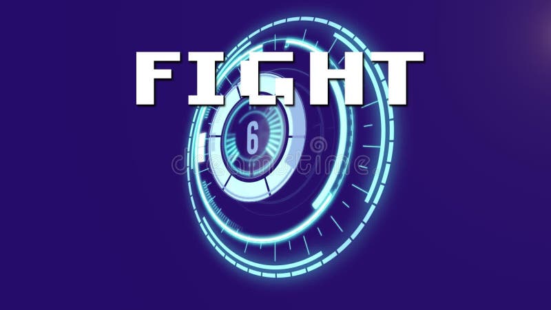 Animation of Fight Text Banner and Countdown Over Round Scanner Against ...