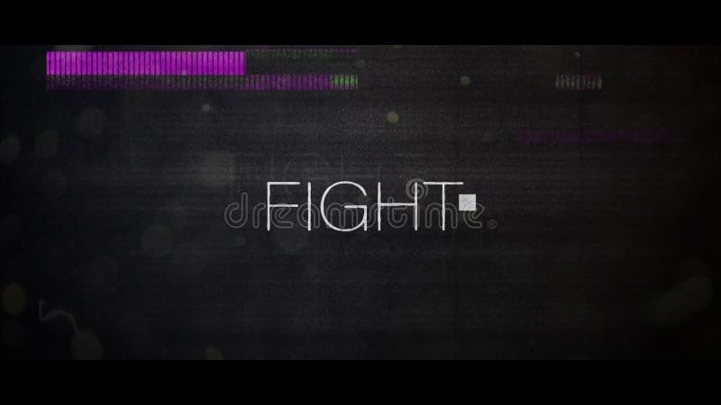 Animation of Fight Text and Interference on Black Background Stock ...