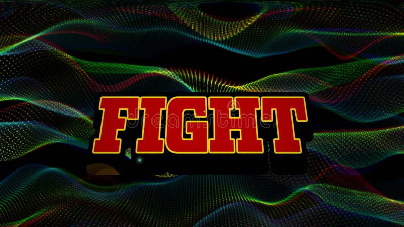Animation of Fight Text Over Glowing Light Trails Background Stock ...