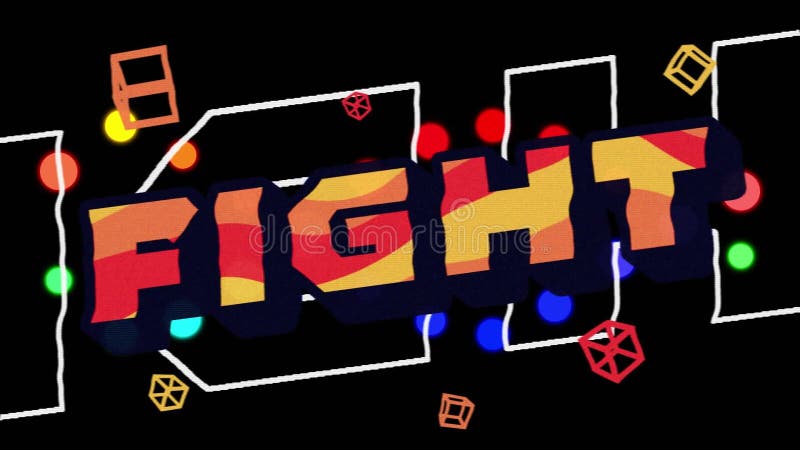 Animation of Fight Text Over Neon Pattern on Black Background Stock ...