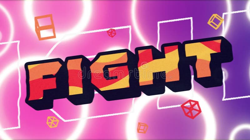 Animation of Fight Text Over Neon Pattern on Purple Background Stock ...