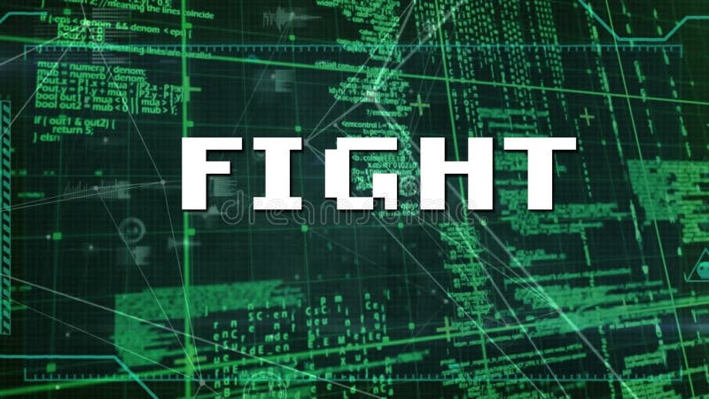 Animation of Fight Text Over Network of Connections and Data Processing ...