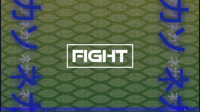 Animation of Fight Text in White and Interference Over Blue Japanese ...