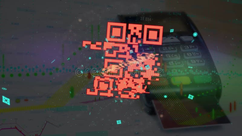 Animation of Finance Data, Connecting Dots, Barcode Over Credit Card ...