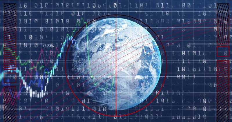 Animation of Financial Data, Binary Code Over Globe in Navy Space Stock Footage - Video of ...