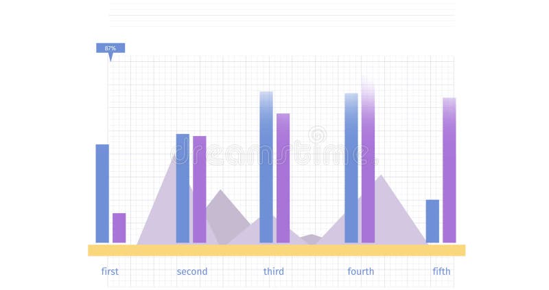 Animation of Financial Data Processing with Graphs on White Background ...