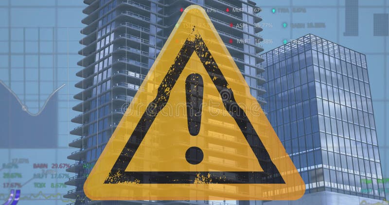 Animation of Financial Data Processing Over Exclamation Mark on Yellow ...