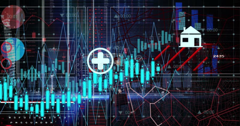Animation of Financial Data Processing and Scope Scanning Over Digital Icons Stock Video - Video ...