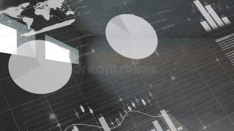 Animation of Financial Data Processing and Statistics Recording on Grey Background Stock Video ...