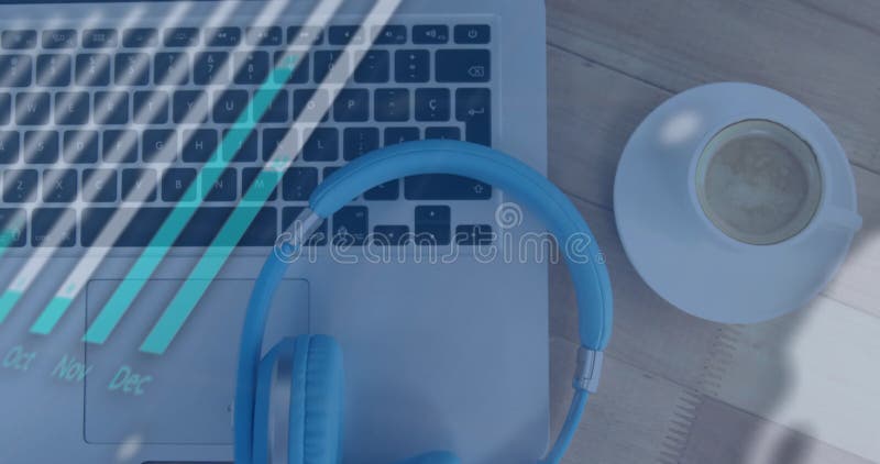 Animation of Financial Graph Over Laptop on Desk Stock Video - Video of ...