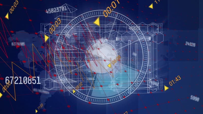 Animation of Financial Graphs and Data Over Processing Circle and World ...