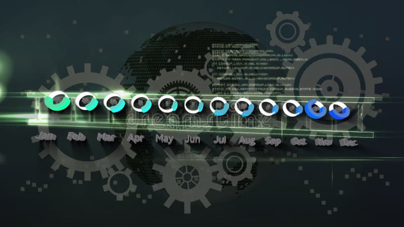 Animation of Financial Graphs Over Data, Cogs and Globe Stock Video ...