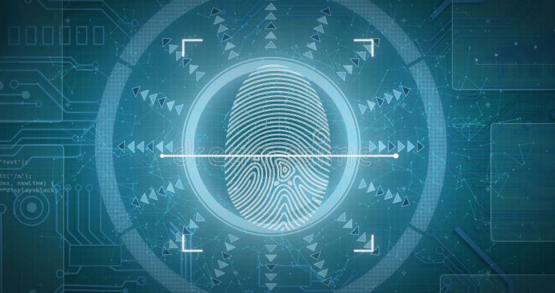 Animation of Fingerprint Scanner Over Motherboard and Data Processing ...