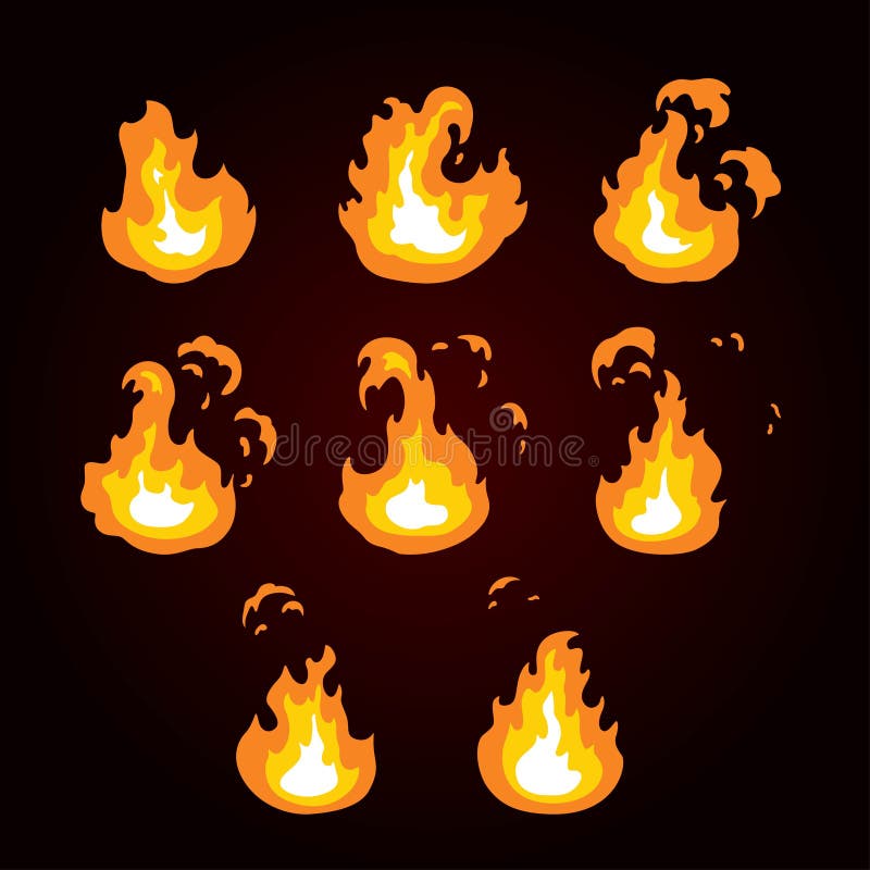 Fire Animation Sprites. a Set of Animations for a Game or a Cartoon ...