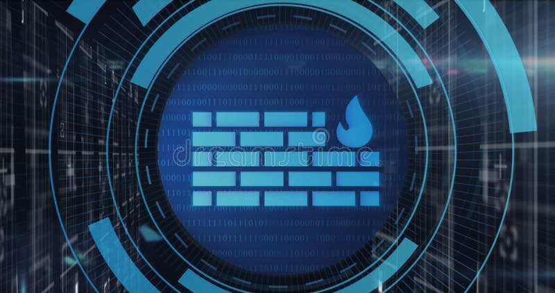 Animation of Firewall in Circle Over Lights in Digital Space Stock ...