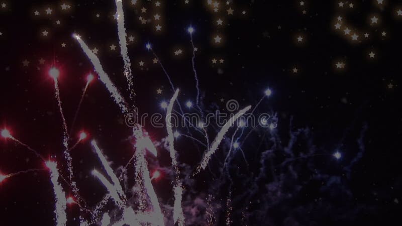 Animation of Fireworks Exploding and Glowing Spots Floating Stock ...