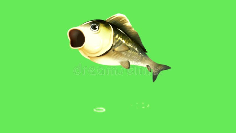 Animation Fish Jumping on Green Background. Stock Video - Video of ...