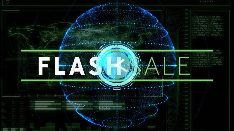 Animation of Flash Alert Text Over Digital Globe with Futuristic Data ...
