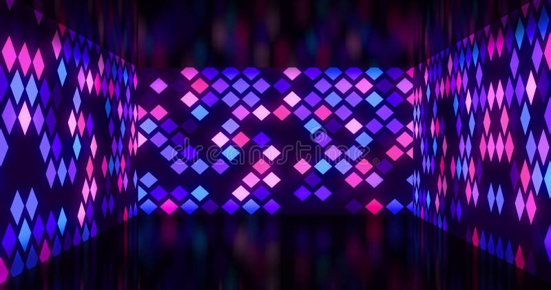 Animation of Flickering Multi Coloured Neon Diamond Pattern on Black ...