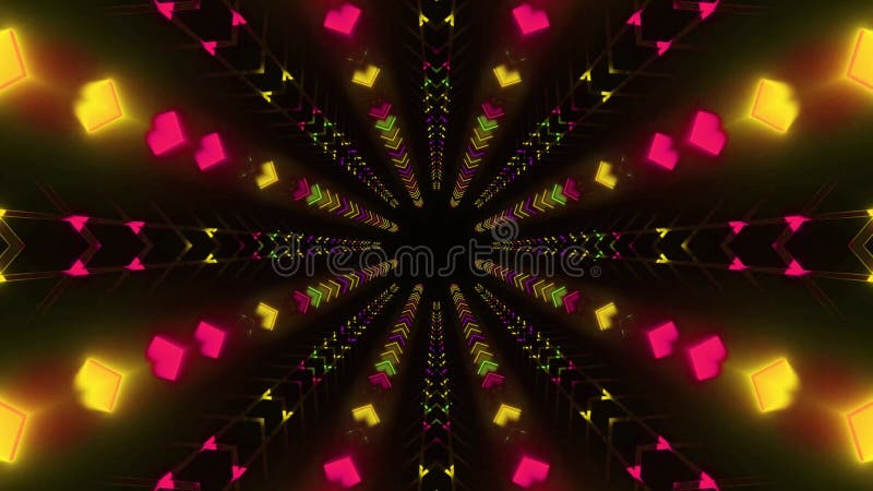 Animation of Flickering Red and Yellow Light in Cyber Tunnel Stock ...
