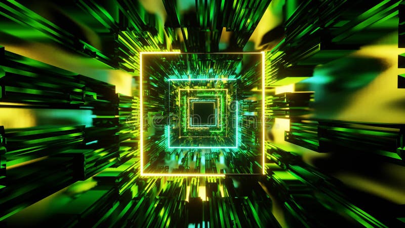 Animation of Flickering Red and Yellow Light in Cyber Tunnel Stock ...