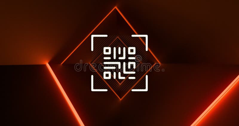 Animation of Flickering White QR Code with Red Neon Lines. Stock Video ...