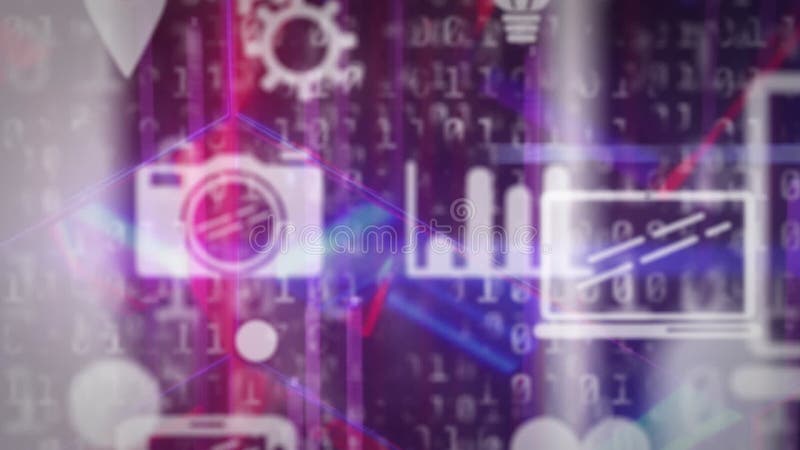 Animation of Floating Icons and Programming Language Over Ceiling of Multicolored Tunnel Stock ...