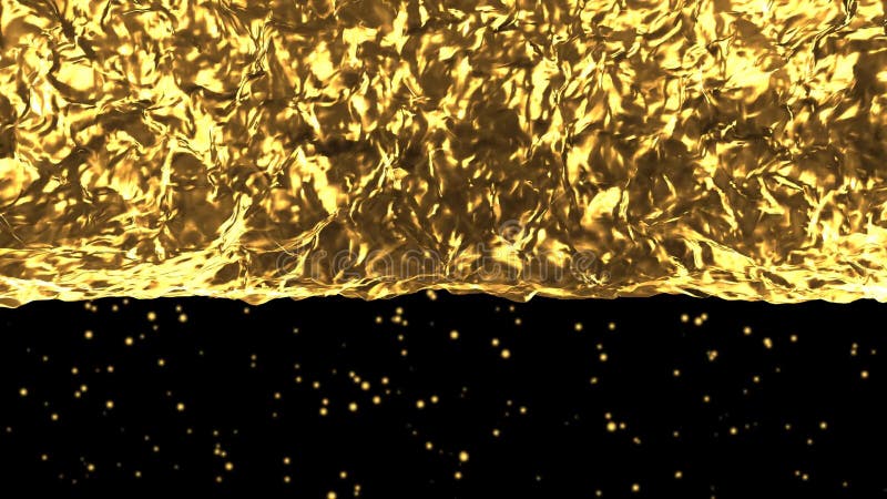 Animation of Flow Golden Liquid with Animated Reflections. Wave and ...