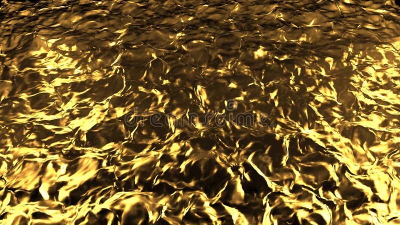 Animation of Flow Golden Liquid with Animated Reflections. Wave and ...