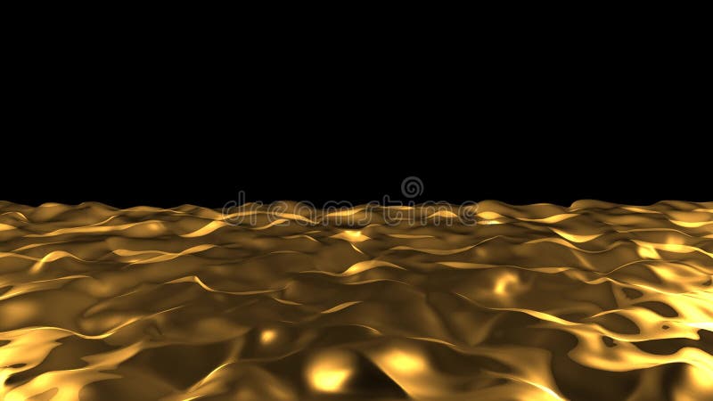 Animation of Flow Golden Liquid with Animated Reflections. Wave and ...