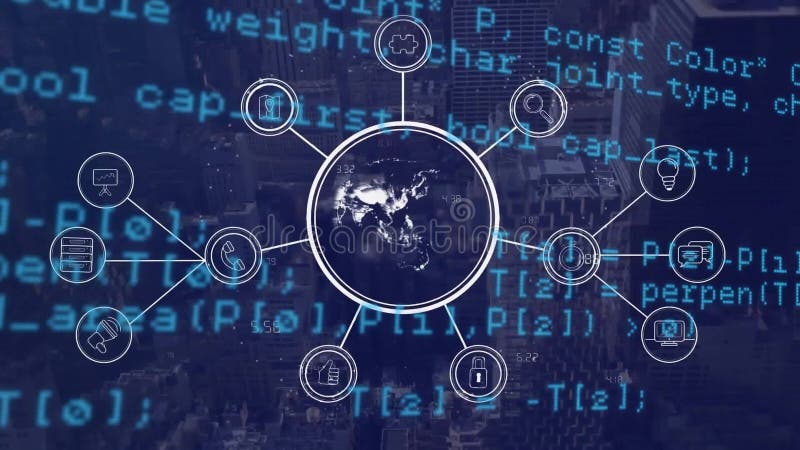 Animation of Flowchart, Globe and Computer Language Over Abstract Background Stock Video - Video ...