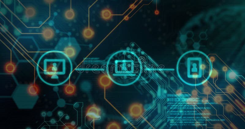 Animation of Flowchart Icons and Computer Language Over Circuit Board Pattern Stock Video ...