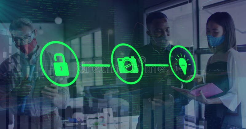 Animation of Flowchart of Icons, Graphs, Diverse Coworkers Discussing ...
