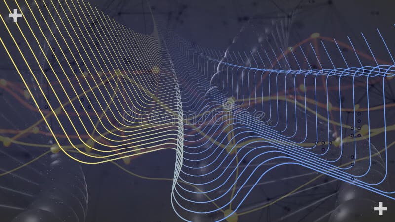 Animation of Flowing Yellow and Blue Lines Creating Dynamic Wave ...