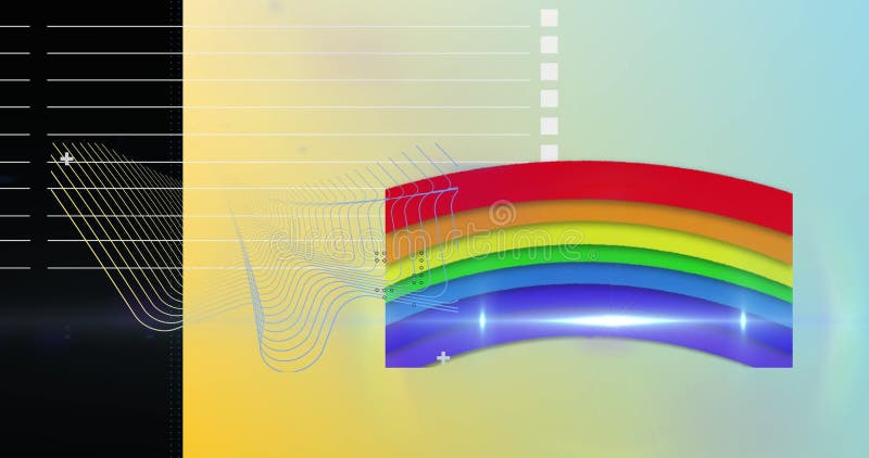 Animation of Flying Lens Flare and Wave Pattern with Rainbow Over ...