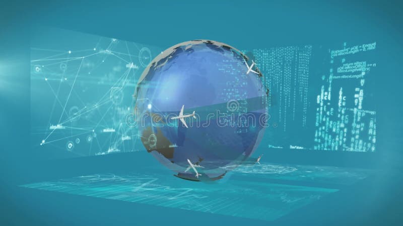 Animation of Flying Planes Over Globe with Connected Dots, Programming ... Animation of Flying Planes Over Globe with Connected Dots, Programming ...