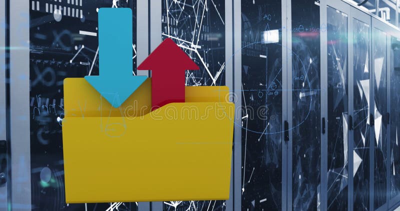 Animation of Folder with Arrows, Mathematical Equations and Data ...