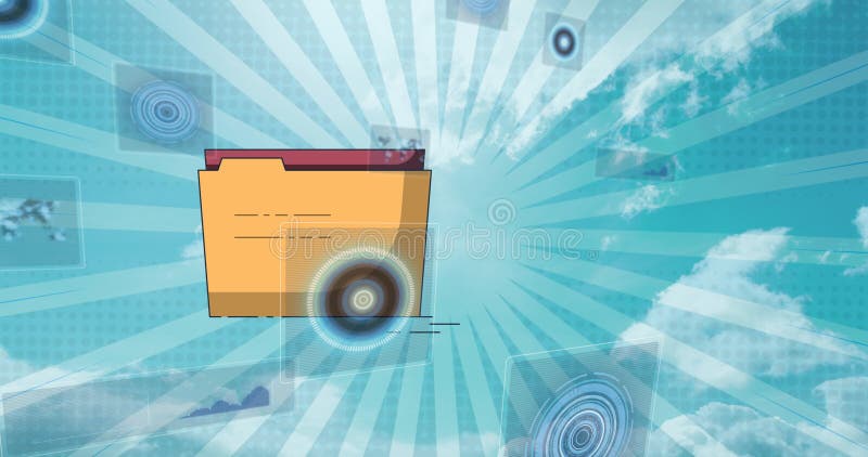 Animation of Folder Icon Against Copy Space on Grey Gradient Background ...