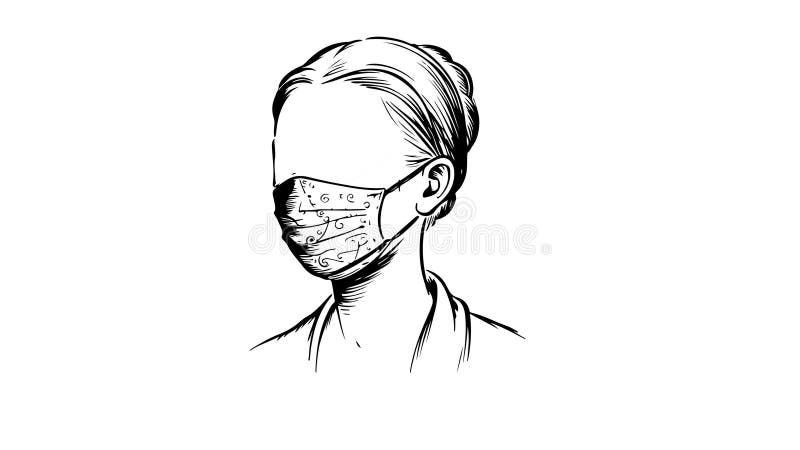 Animation of Forming a Sketch of an Icon Wearing a Mask Stock Footage ...