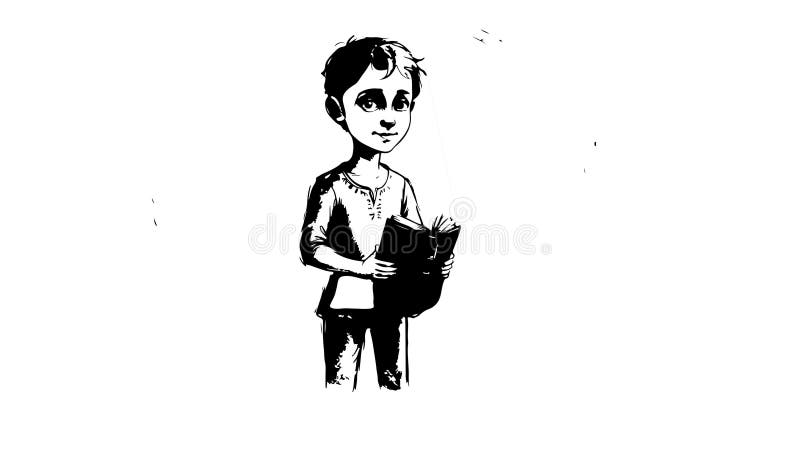 Animation Forms a Sketch of a Child Reading a Book Icon Stock Footage ...