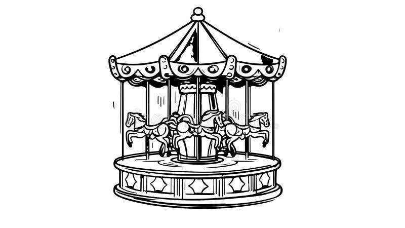 Animation Forms a Sketch of a Merry-go-round Icon Stock Footage - Video ...
