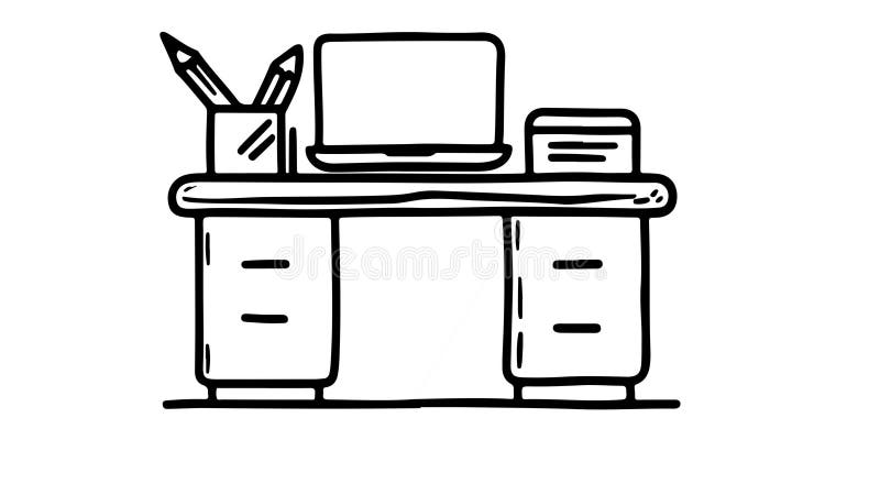 Animation Forms a Sketch of an Office Desk Icon Stock Footage - Video ...