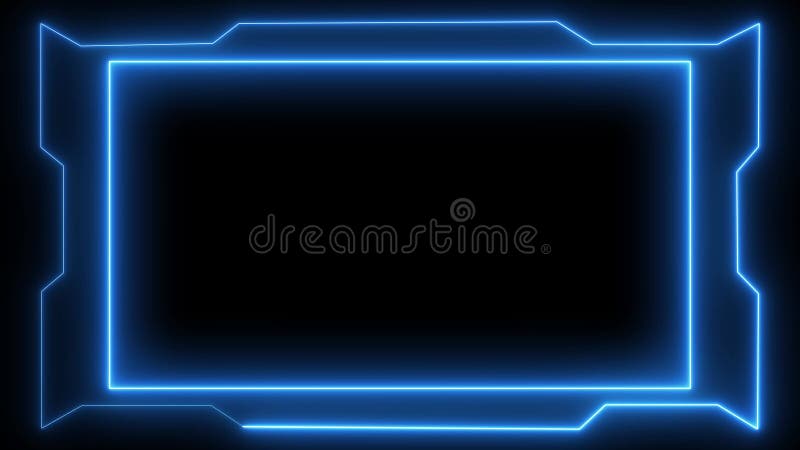 Animated Borders Frame Blue Color Glowing Neon Lights Stock Video ...