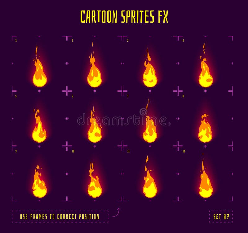 Animation Frames or Fire Sprites Stock Vector - Illustration of motion ...