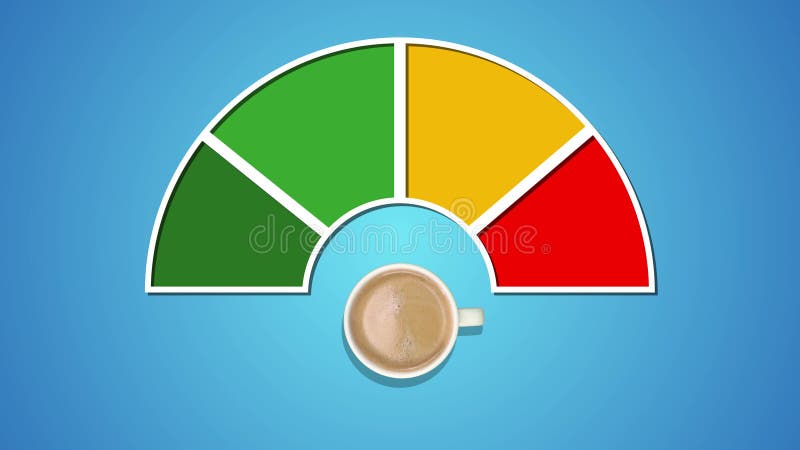 Animation of Fuel Indicator, Showing Fuel Level with Cup Coffee at Blue ...