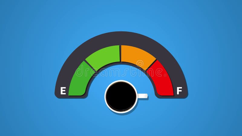 Animation of Fuel Indicator, Showing Fuel Level with Cup Coffee at Blue ...
