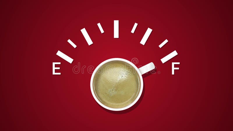 Animation of Fuel Indicator, Showing Fuel Level with Cup Coffee at Blue ...